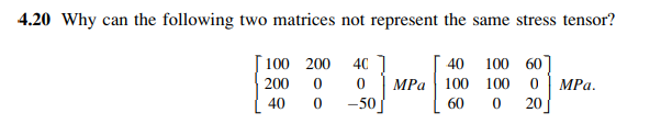 Solved 4.20 Why can the following two matrices not represent | Chegg.com