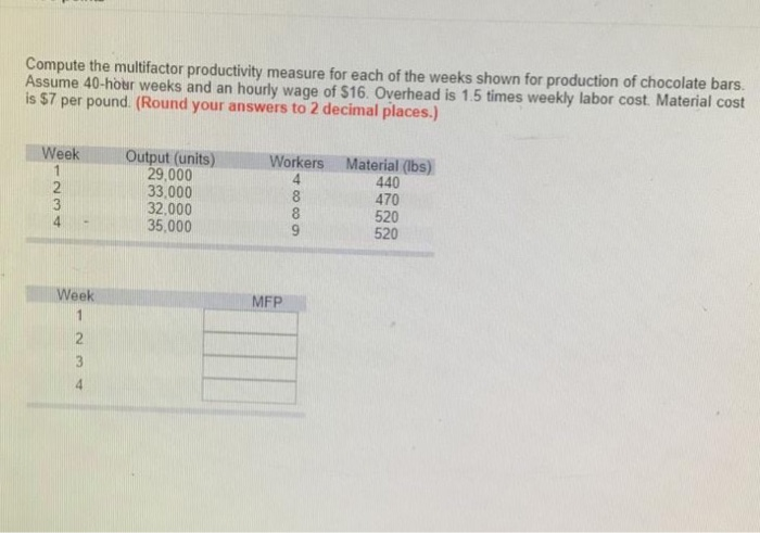 Solved Compute the multifactor productivity measure for each | Chegg.com