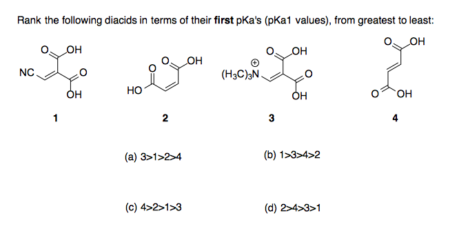 Solved Rank the following diacids in terms of their first | Chegg.com