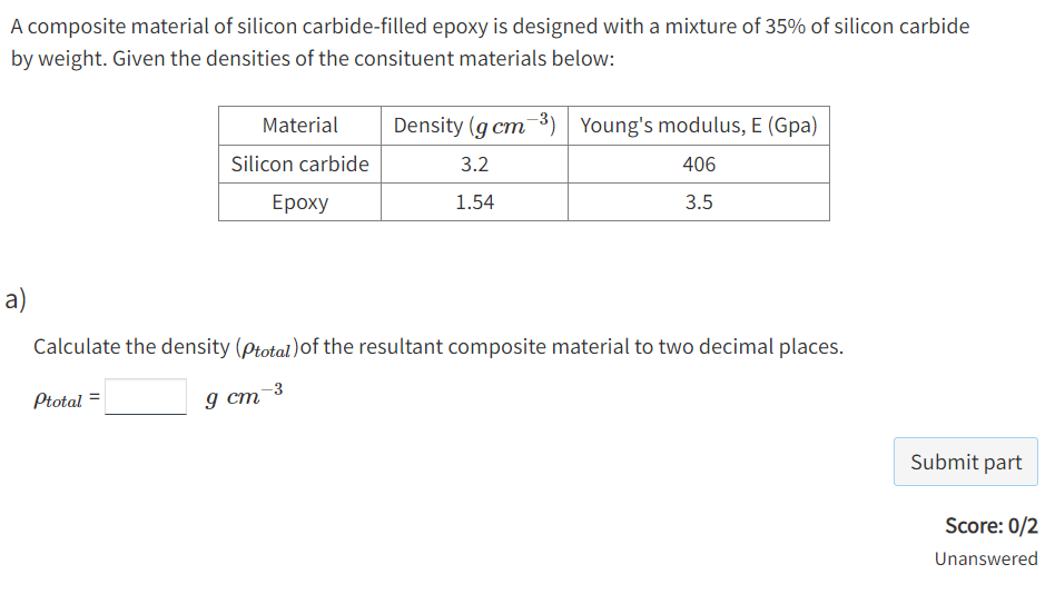 Solved Questions: a) ﻿Calculate the density (\rho total)of | Chegg.com