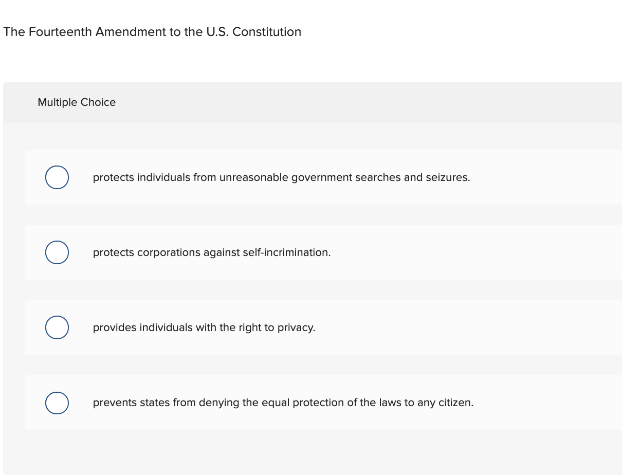 Solved The Fourteenth Amendment to the U.S. Constitution | Chegg.com