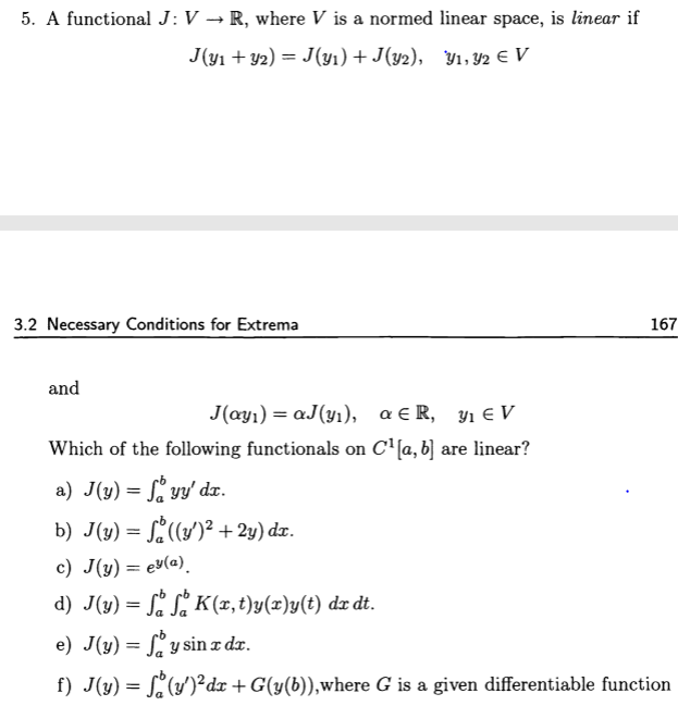 Solved 5. A functional J: V-R, where V is a normed linear | Chegg.com