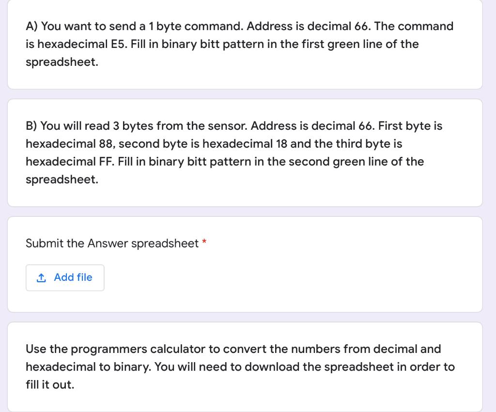 Solved A) You want to send a 1 byte command. Address is | Chegg.com