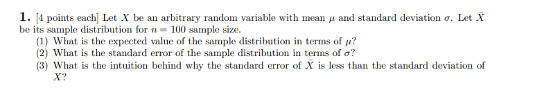 Solved 1. [4 points each] Let X be an arbitrary random | Chegg.com