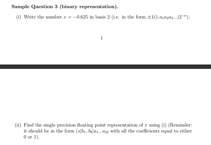 Solved Sample Question 3 (binary representation). (i) Write | Chegg.com