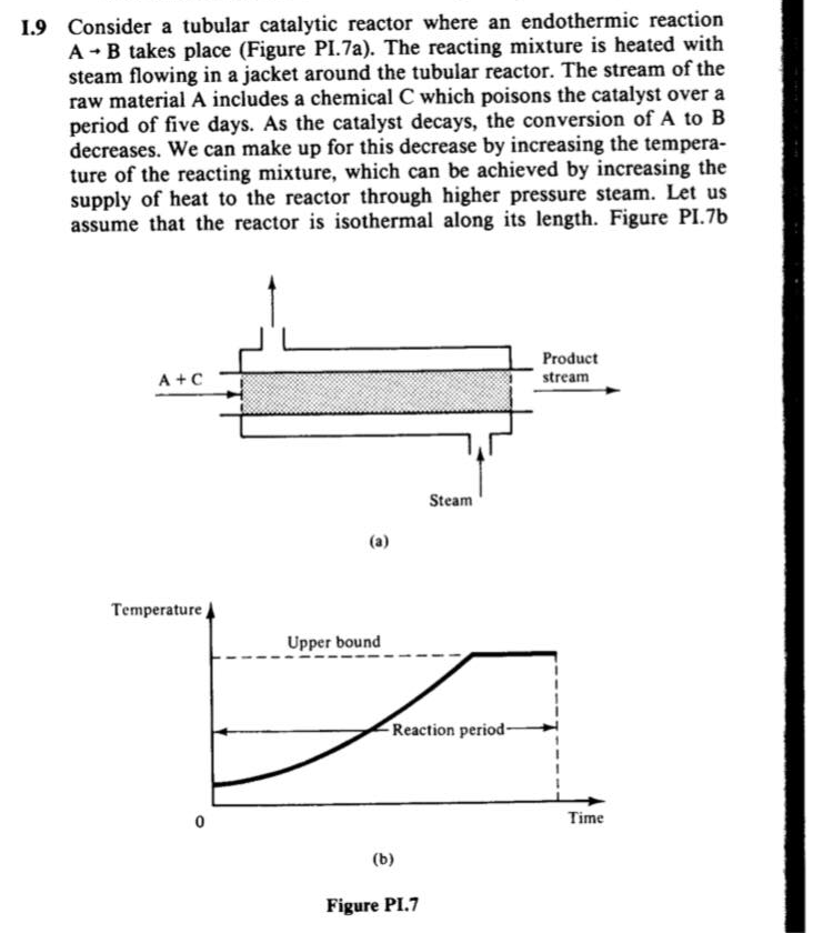 1.9 Consider a tubular catalytic reactor where an | Chegg.com