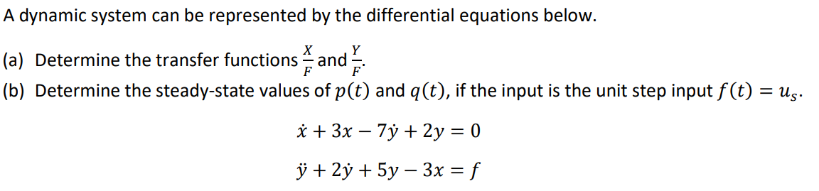 Solved A dynamic system can be represented by the | Chegg.com