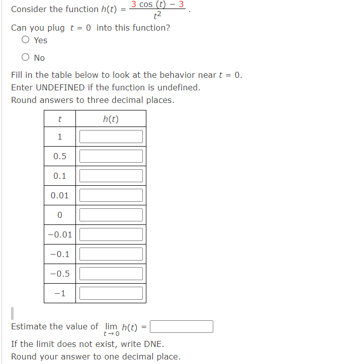 Solved Consider the function h(t)=t23cos(t)−3. Can you plug | Chegg.com