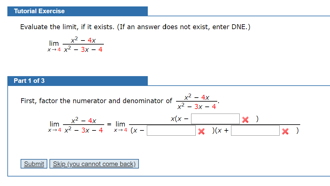 Solved Tutorial Exercise Evaluate the limit, if it exists. | Chegg.com
