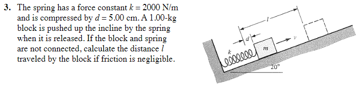 Solved 3. The spring has a force constant k = 2000 N/m and | Chegg.com