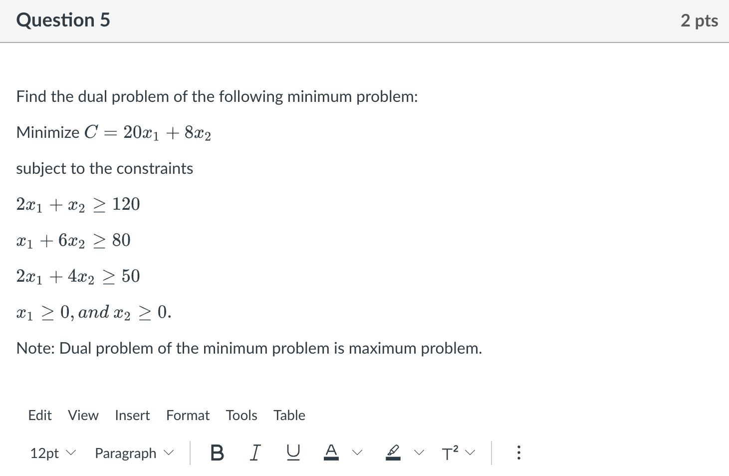 Solved Find the dual problem of the following minimum | Chegg.com