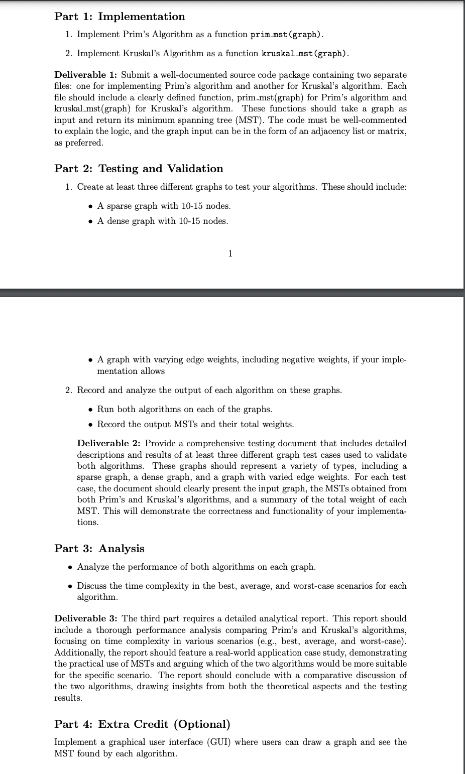 Solved 2. Implement Kruskal's Algorithm as a function | Chegg.com