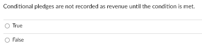 Solved Conditional pledges are not recorded as revenue until | Chegg.com