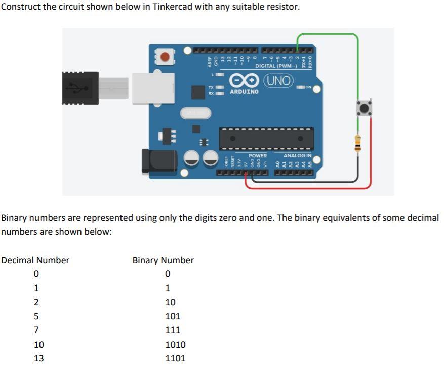 Construct the circuit shown below in Tinkercad with | Chegg.com