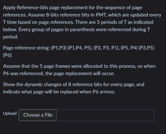 Solved Apply Reference Bits Page Replacement For The 