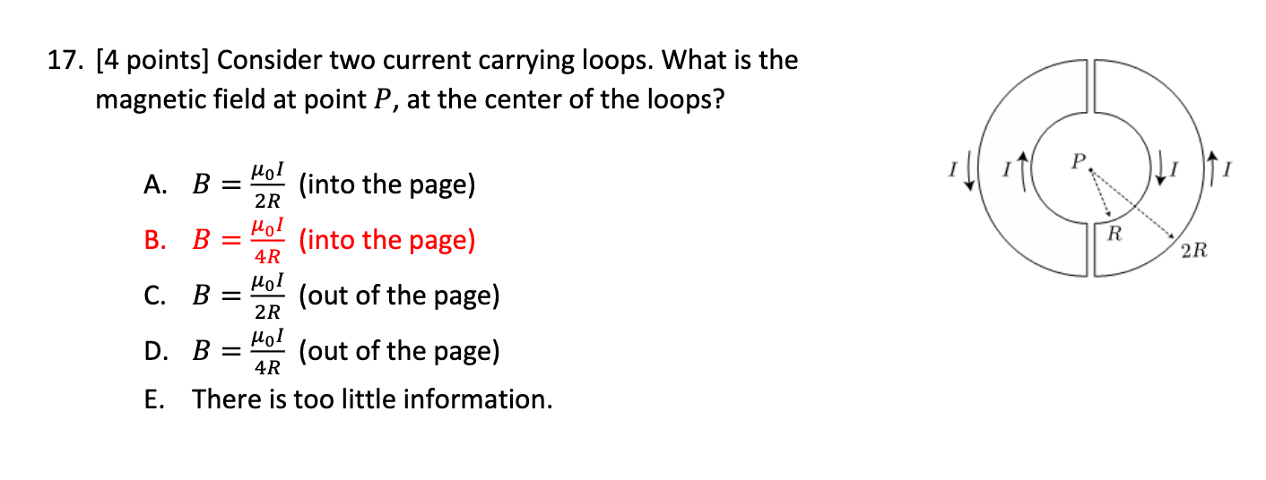Solved 17. [4 points] Consider two current carrying loops. | Chegg.com
