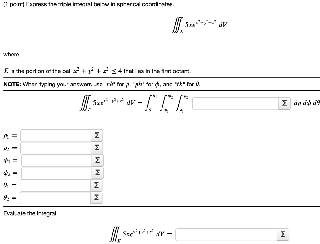 Solved (1 point) Express the triple integral below in | Chegg.com