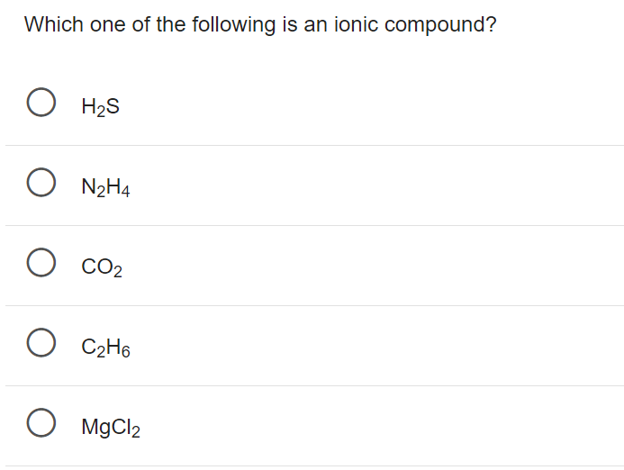 Solved Which one of the following is an ionic | Chegg.com