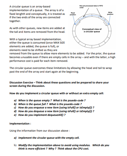 Solved Nel yel precio A circular queue is an array-based | Chegg.com