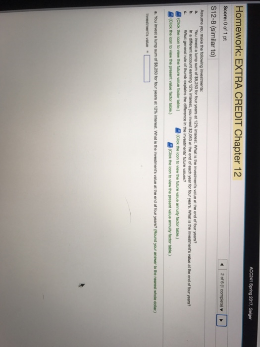 Solved ACC241 Spring 2017, Geiger Homework: EXTRA CREDIT | Chegg.com