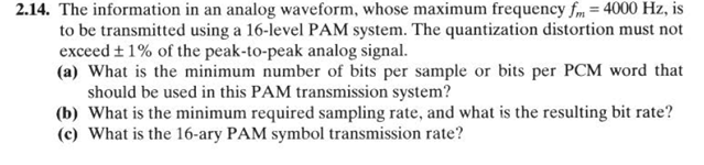 Solved 2.14. The information in an analog waveform, whose | Chegg.com