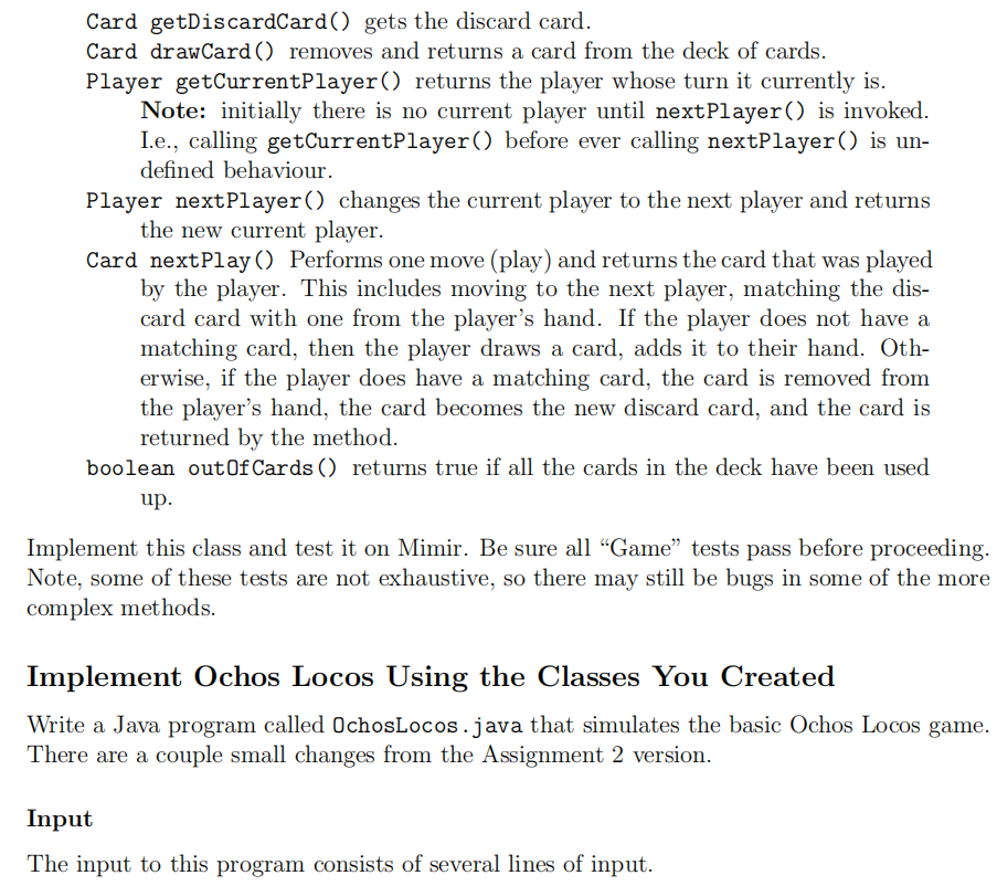 Part I: Ochos Locos Faciles We will create the game | Chegg.com