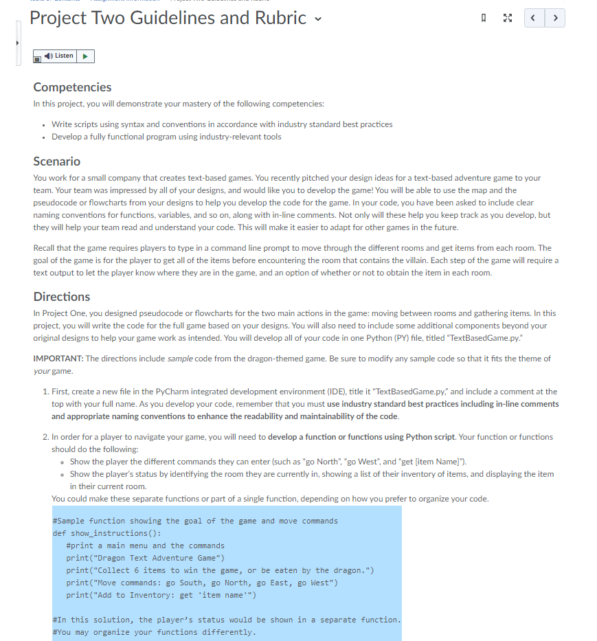 Solved Project Two Guidelines and Rubric A