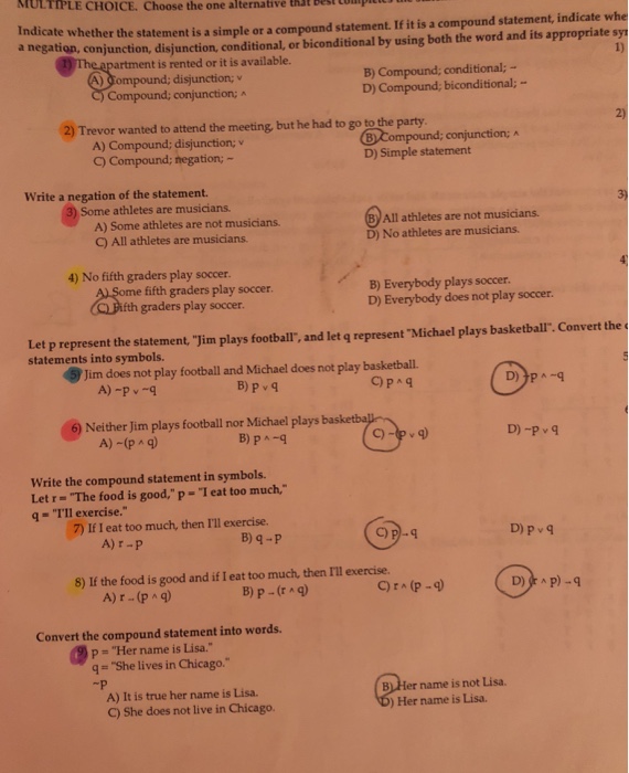 Solved MULTIPLE CHOICE. Choose the one alternative that bes | Chegg.com