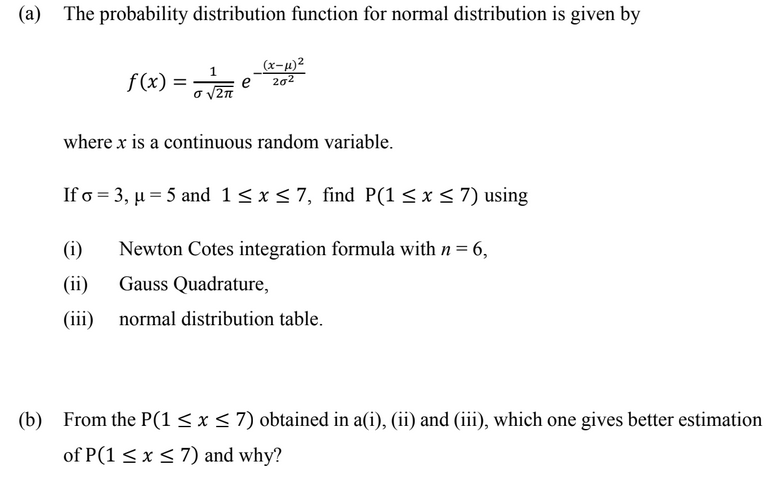 Solved (a) The probability distribution function for normal | Chegg.com