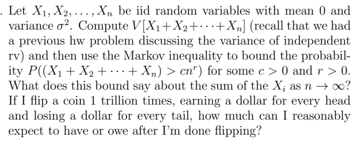 Let X1,X2,…,Xn be iid random variables with mean 0 | Chegg.com