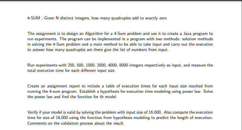 Solved 4-SUM : Given N distinct integers, how many | Chegg.com