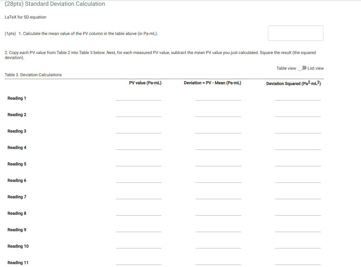 (28pts) Standard Deviation Calculation LaTeX for SD | Chegg.com