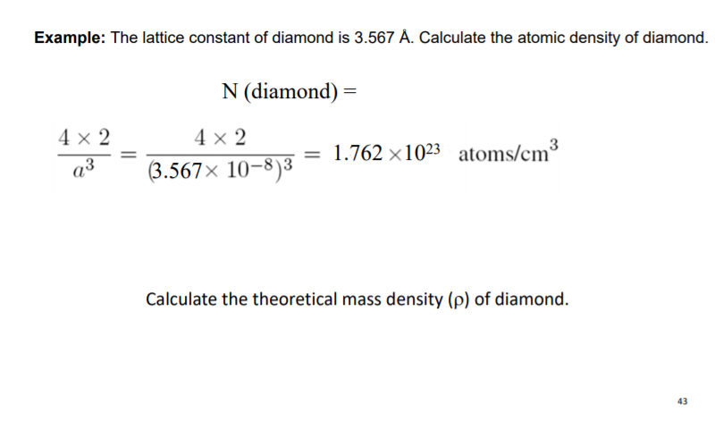 Solved 2. The lattice constant of diamond is 3.567 A and the | Chegg.com