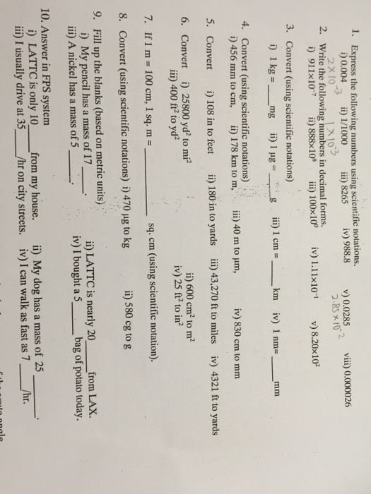 Solved Express the following numbers using scientific | Chegg.com