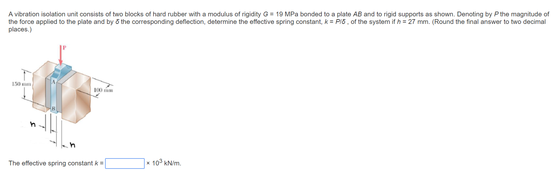 Solved A vibration isolation unit consists of two blocks of | Chegg.com