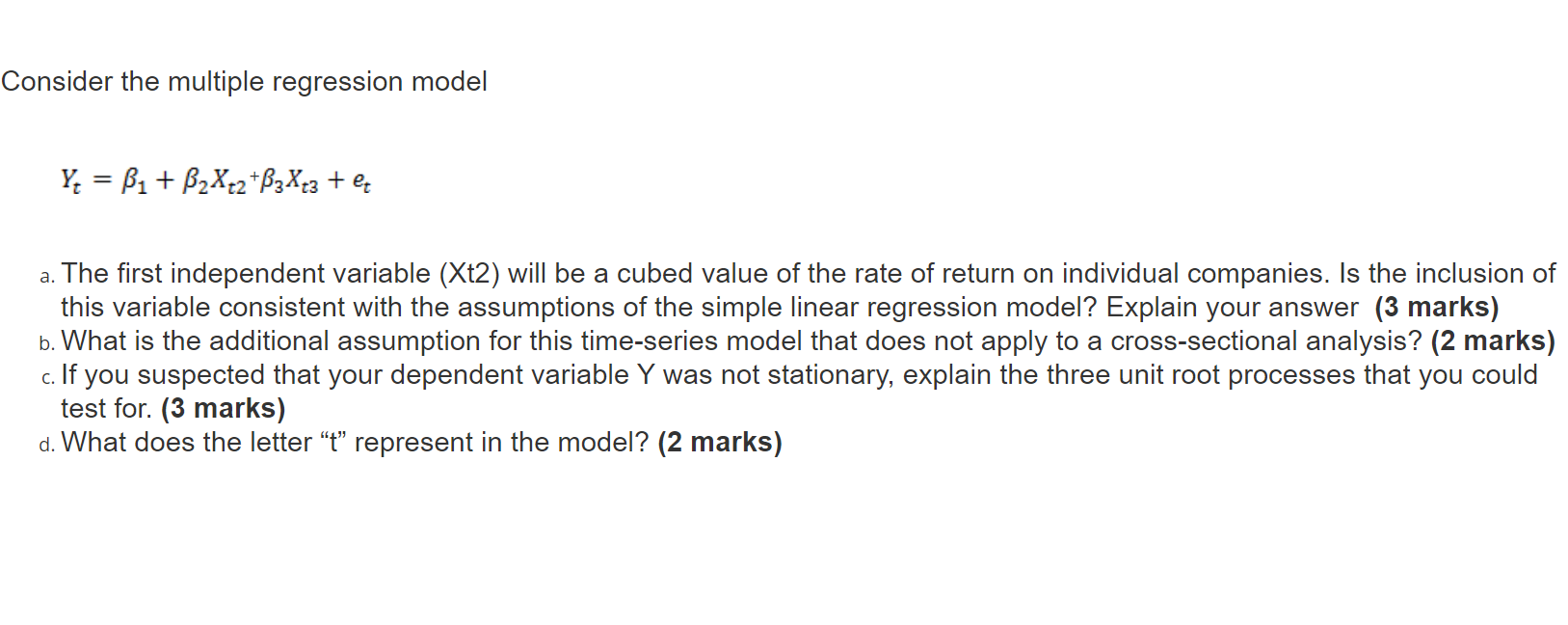 Solved Consider the multiple regression model Yo = B1 + | Chegg.com