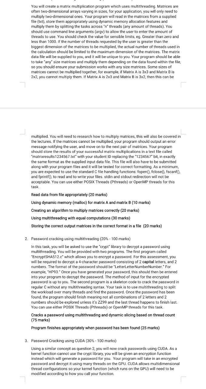 You will create a matrix multiplication program which | Chegg.com