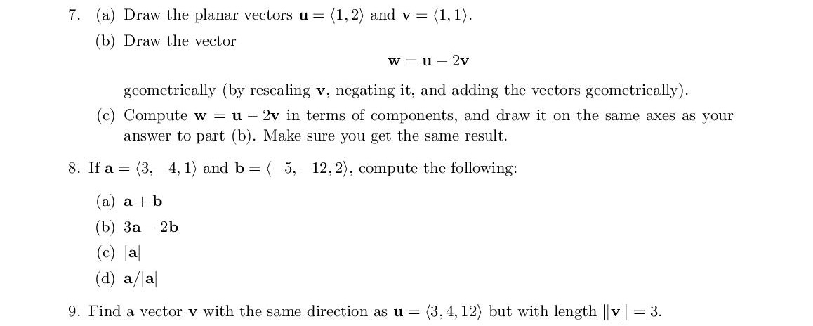 Solved 7. (a) Draw the planar vectors u= (1,2) and v= (1,1). | Chegg.com