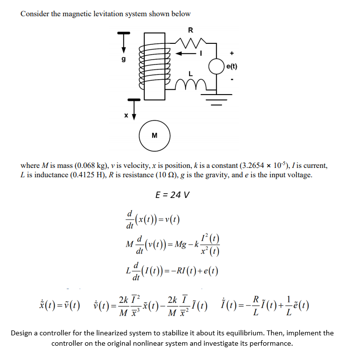 Consider the magnetic levitation system shown below 9 | Chegg.com