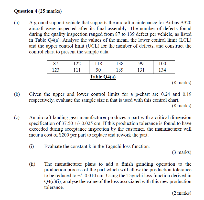 Solved Question 4 (25 marks) (a) A ground support vehicle | Chegg.com