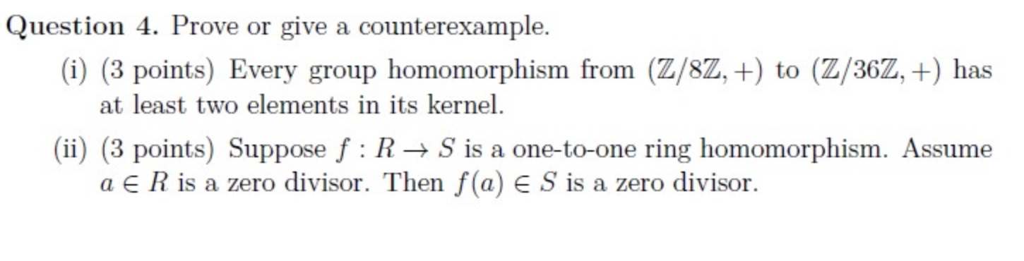 Solved Question 4. Prove or give a counterexample. (i) (3 | Chegg.com