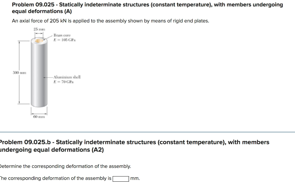 Solved Problem 09.025 - Statically indeterminate structures | Chegg.com