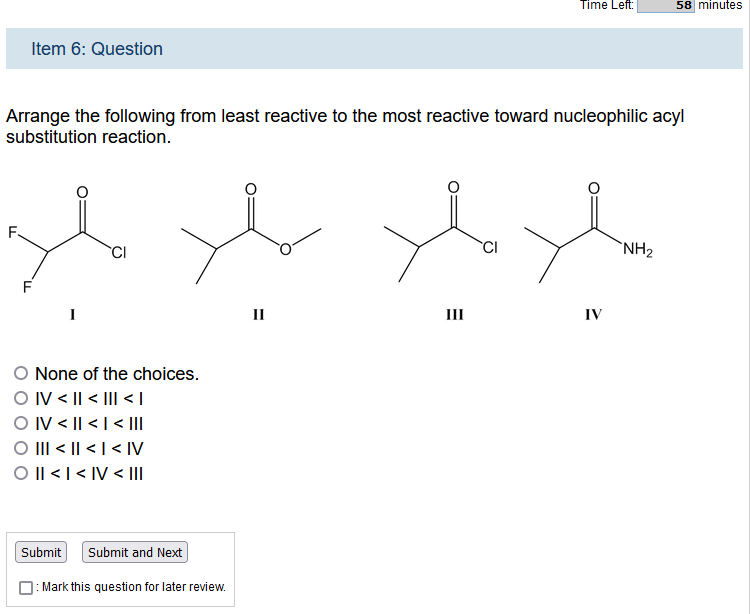 Solved Arrange the following from least reactive to the most | Chegg.com
