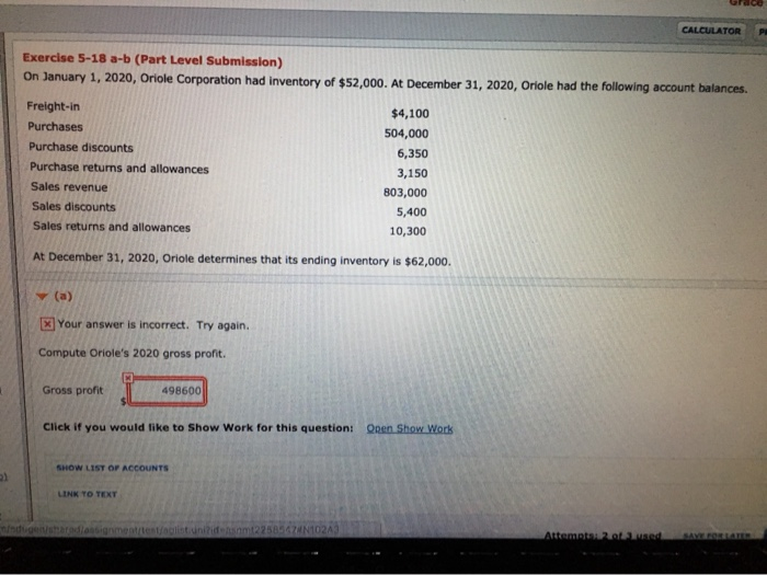 Solved CALCULATOR Exercise 5-18 a-b (Part Level Submission) | Chegg.com