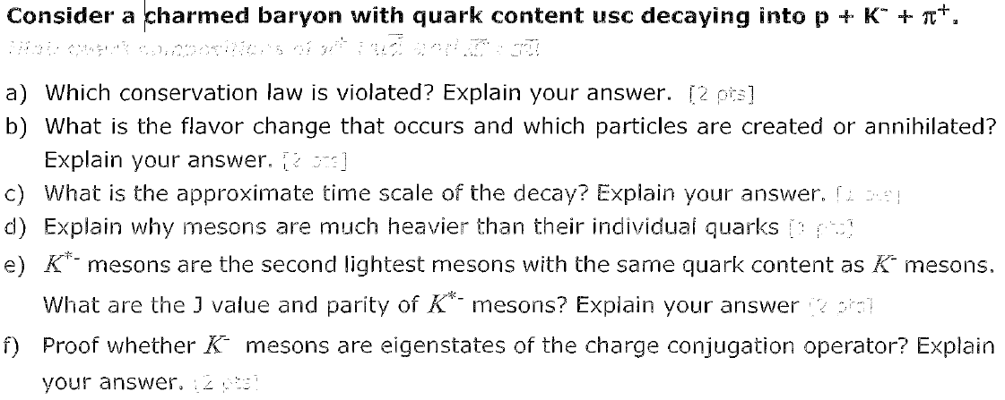 Solved Consider a charmed baryon with quark content usc | Chegg.com