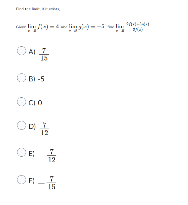 Solved Find the limit, if it exists, Given lim f(x) = 4 and | Chegg.com