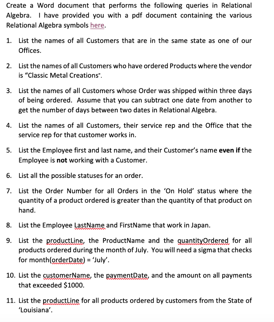 Create a Word document that performs the following | Chegg.com