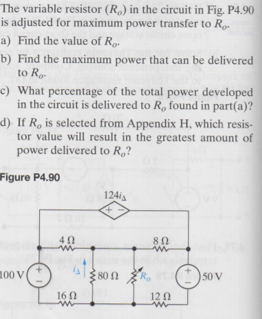 Solved The variable resistor (Ro) in the circuit in Fig. | Chegg.com