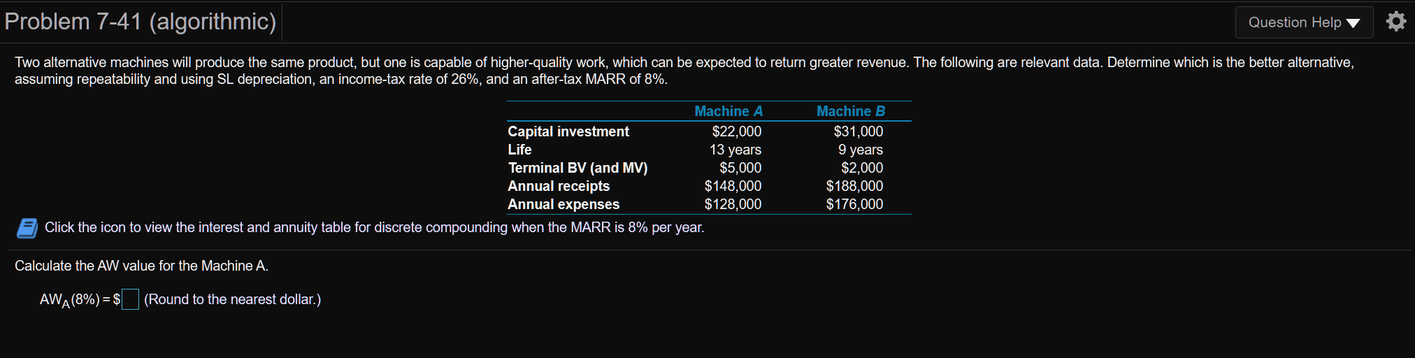 Solved Problem 7-41 (algorithmic) Question Help ♡ Two | Chegg.com