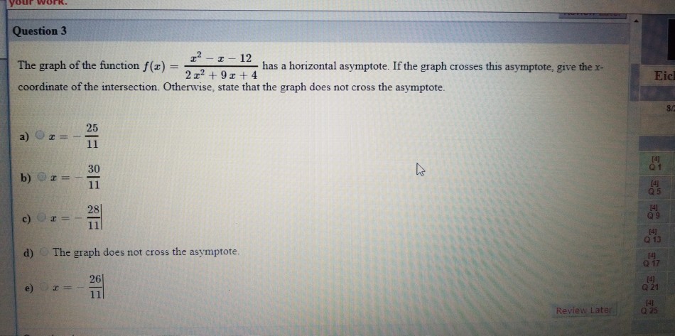 Solved your Work. Question 3 The graph of the functionf(x) | Chegg.com